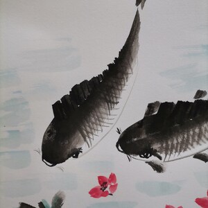 Framed Traditional Chinese Painting,fish Painting,handpainted Chinese ...