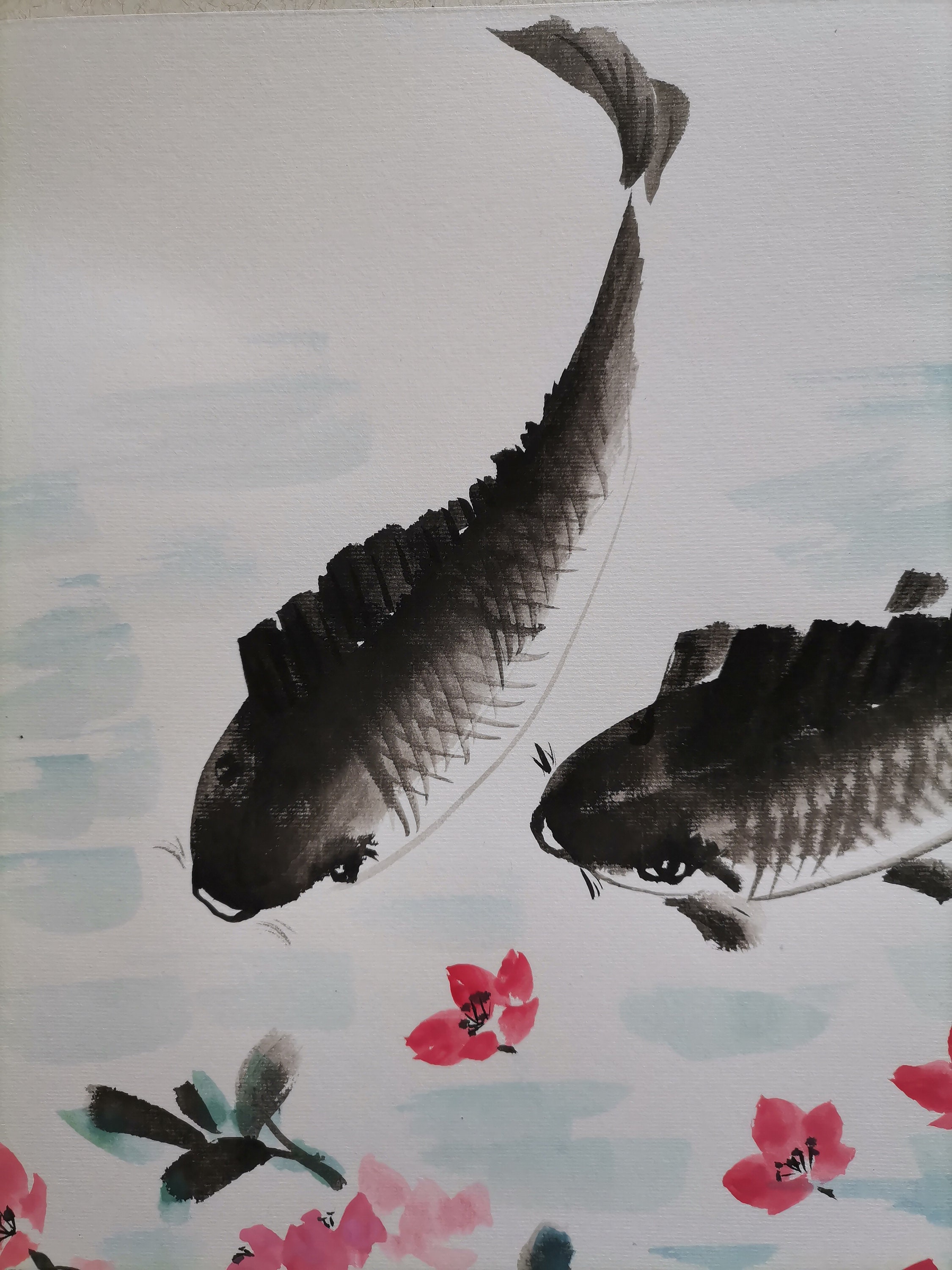 Framed Traditional Chinese Painting,fish Painting,handpainted Chinese ...