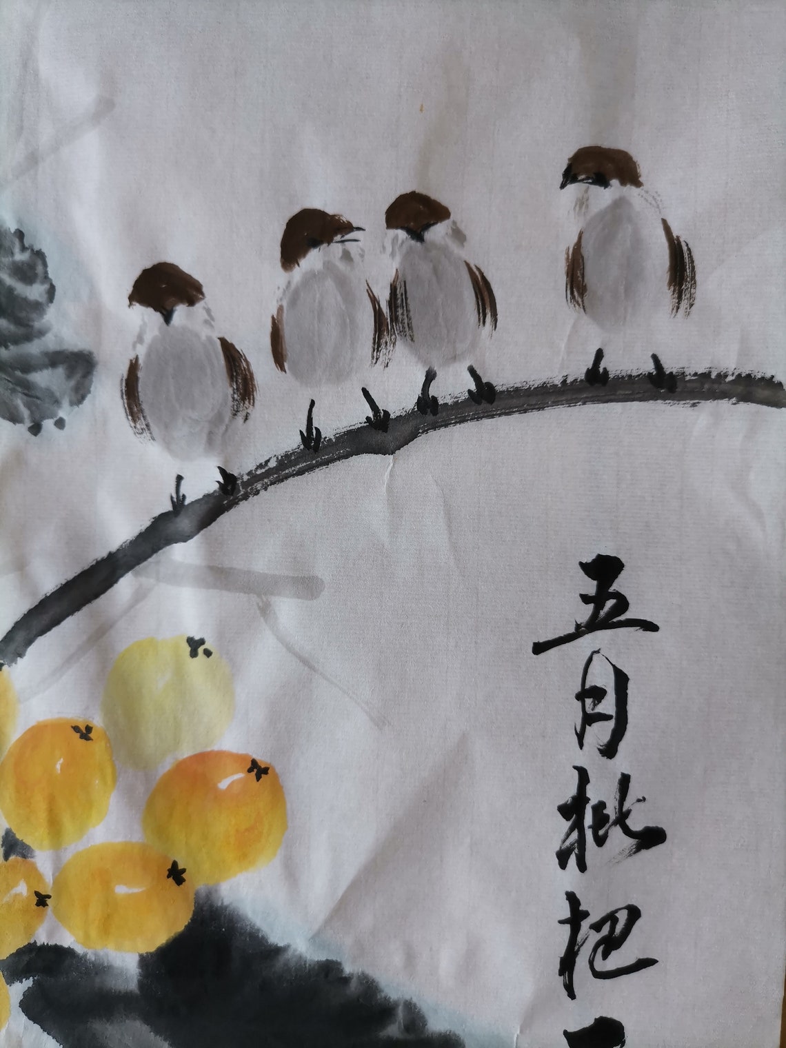 Handpainted Loquat Painting Original Chinese painting Loquat | Etsy