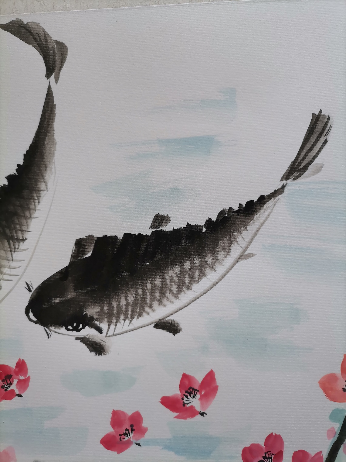 Framed Traditional Chinese Painting,fish Painting,handpainted Chinese ...