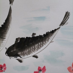 Framed Traditional Chinese Painting,fish Painting,handpainted Chinese ...