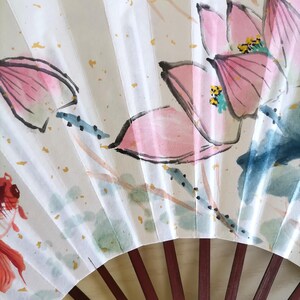 Original Handpainted Traditonal Chinese Folding Hand Fan--lotus, Water ...