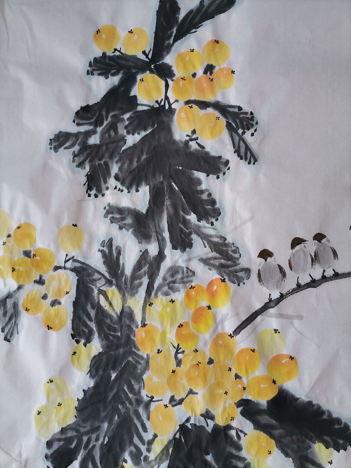 Handpainted Loquat Painting Original Chinese Painting Loquat - Etsy