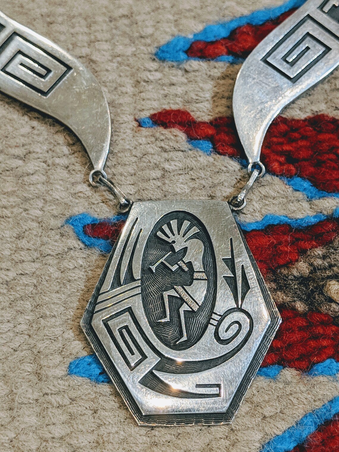 3 Piece Sterling Silver Overlay HOPI KOKOPELLI Necklace by Highly ...