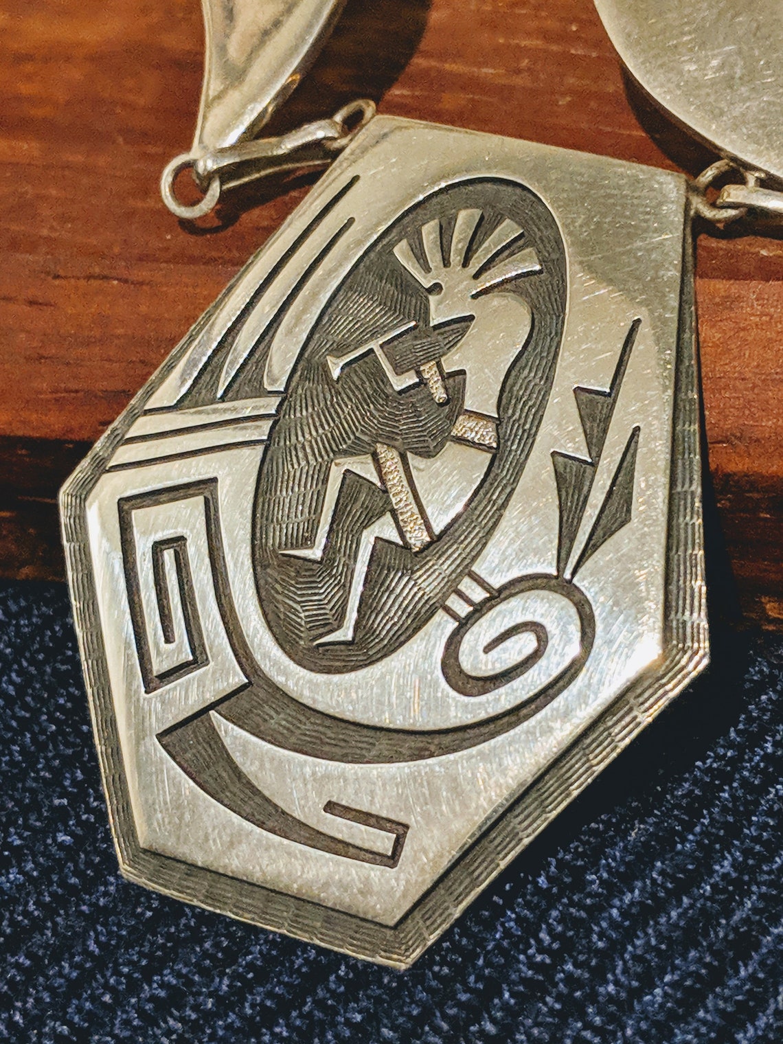 3 Piece Sterling Silver Overlay HOPI KOKOPELLI Necklace by Highly ...