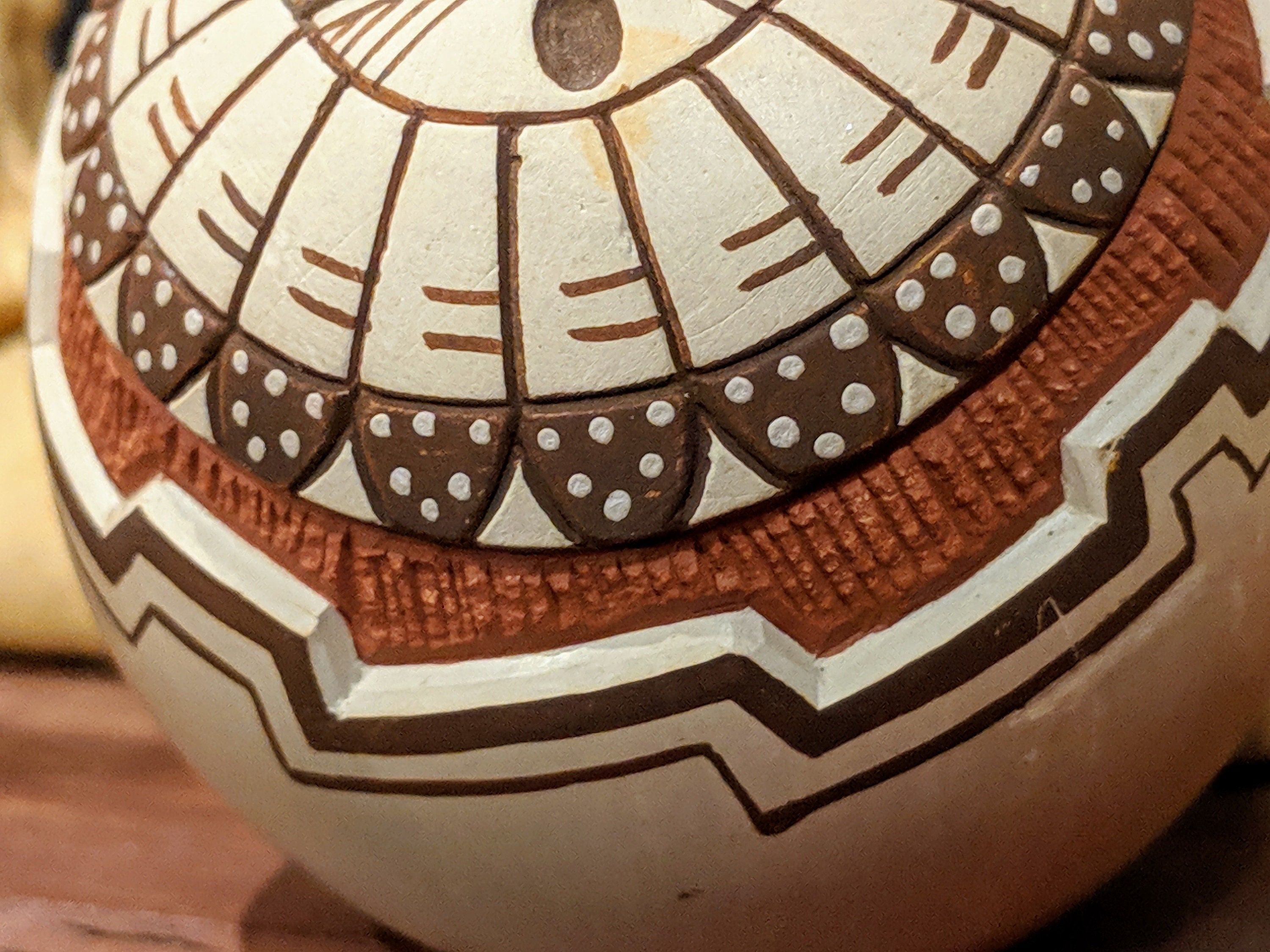 Hopi Hand Coiled Native Clay, Hand Carved, Hand Painted "tawa" Seed Pot ...