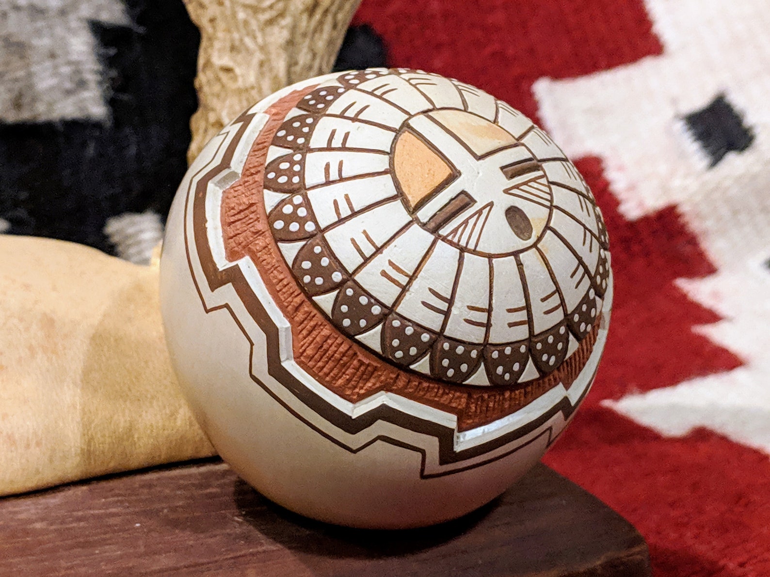 Hopi Hand Coiled Native Clay, Hand Carved, Hand Painted tawa Seed Pot ...
