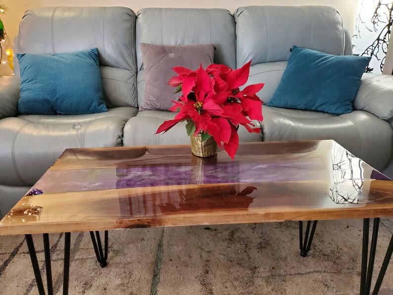 River Table 'PURPLE Haze on Figured Walnut Wood - Etsy