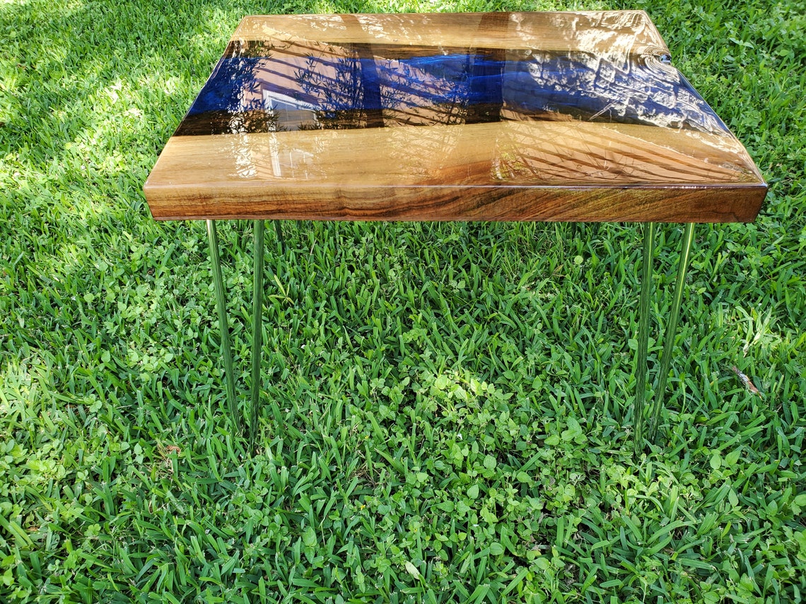 River Table Deep Blue on Black Walnut - Etsy