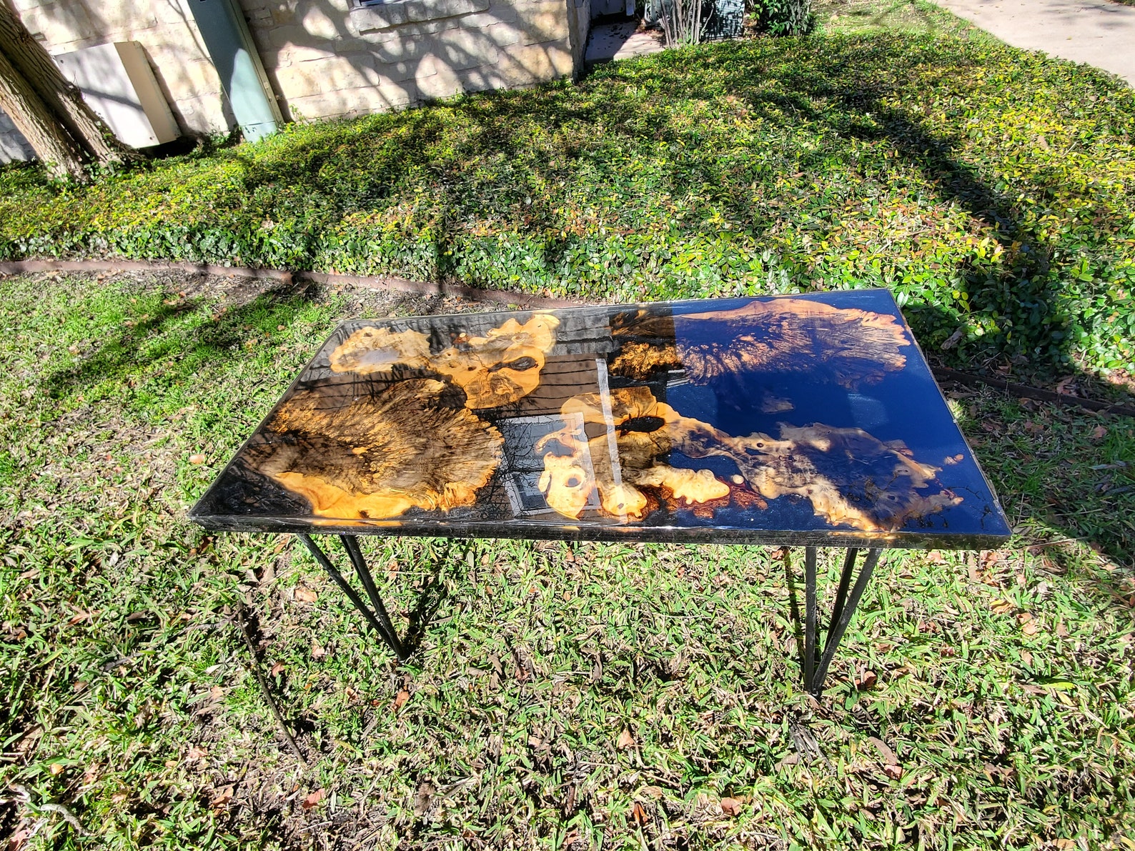 River Table Buckeye Burl Coffee Table With Black - Etsy