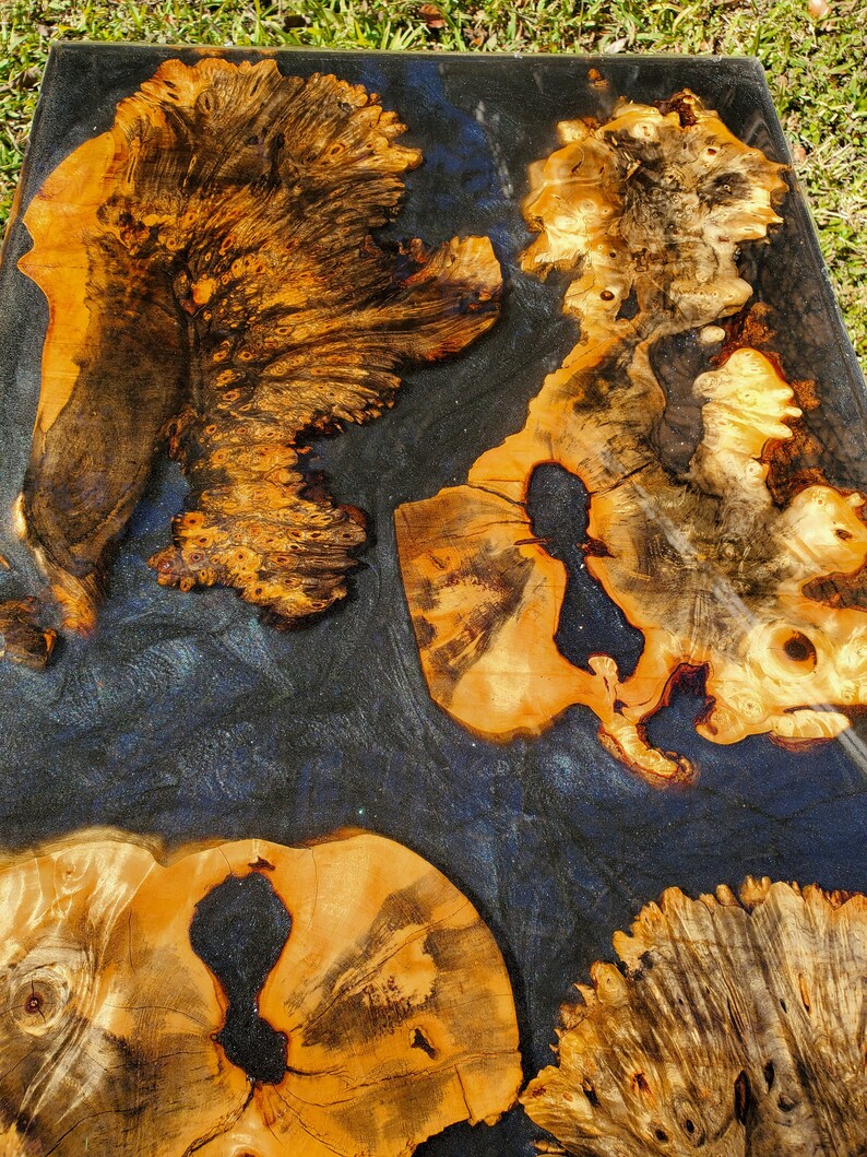 River Table Buckeye Burl Coffee Table With Black - Etsy