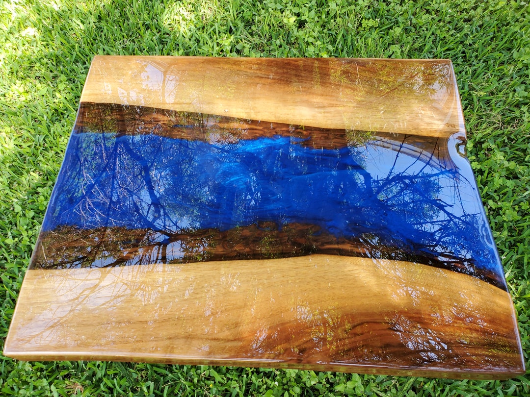 River Table Deep Blue on Black Walnut - Etsy