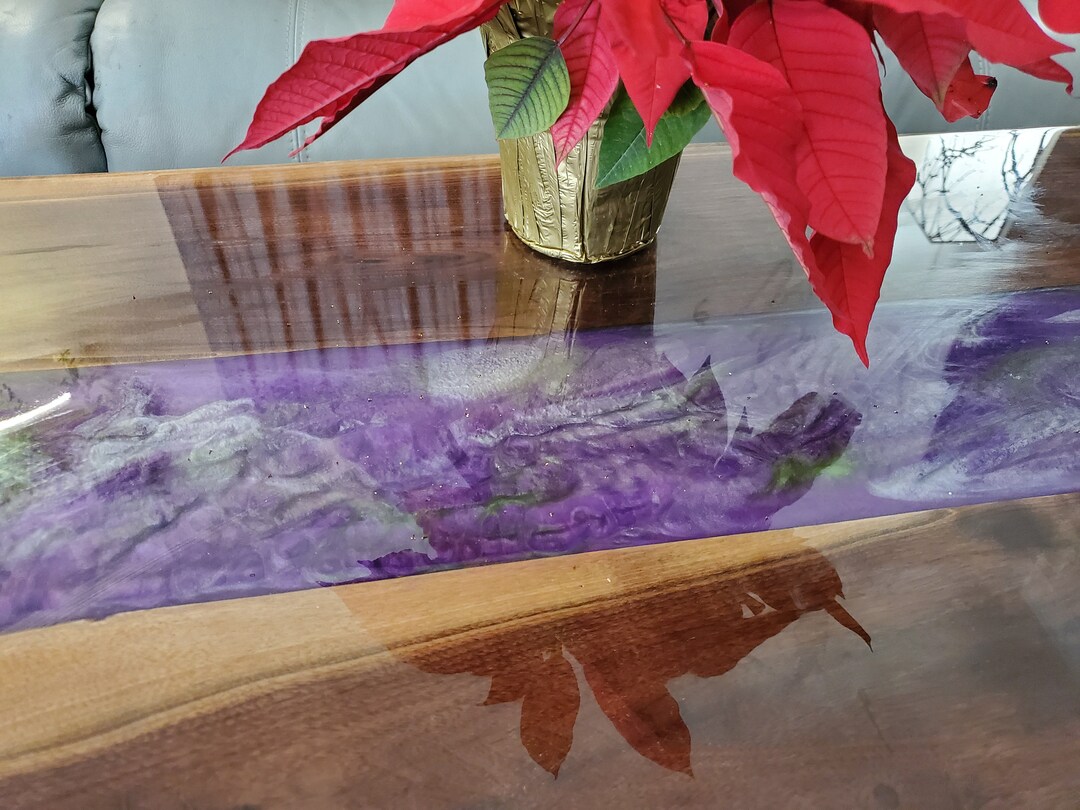 River Table 'PURPLE Haze on Figured Walnut Wood - Etsy