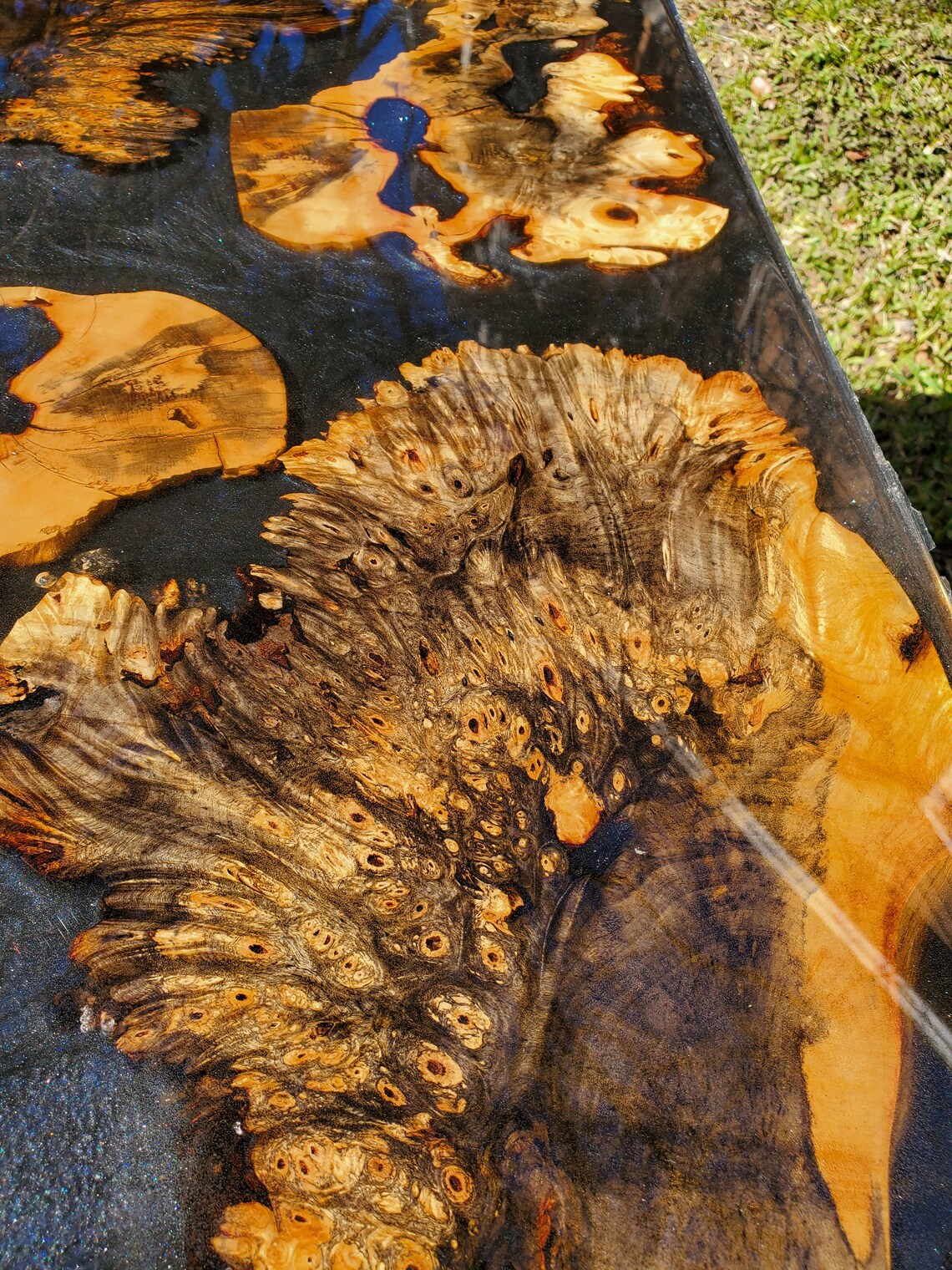 River Table Buckeye Burl Coffee Table With Black - Etsy
