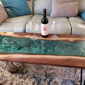 Coffee Table Resin Table Black Walnut River - Etsy