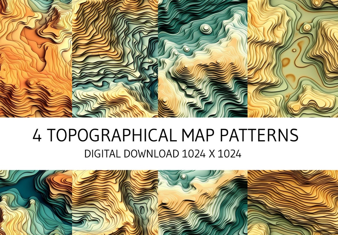 Topographical Map Patterns, Repeatable Topographical Maps, Seamless ...