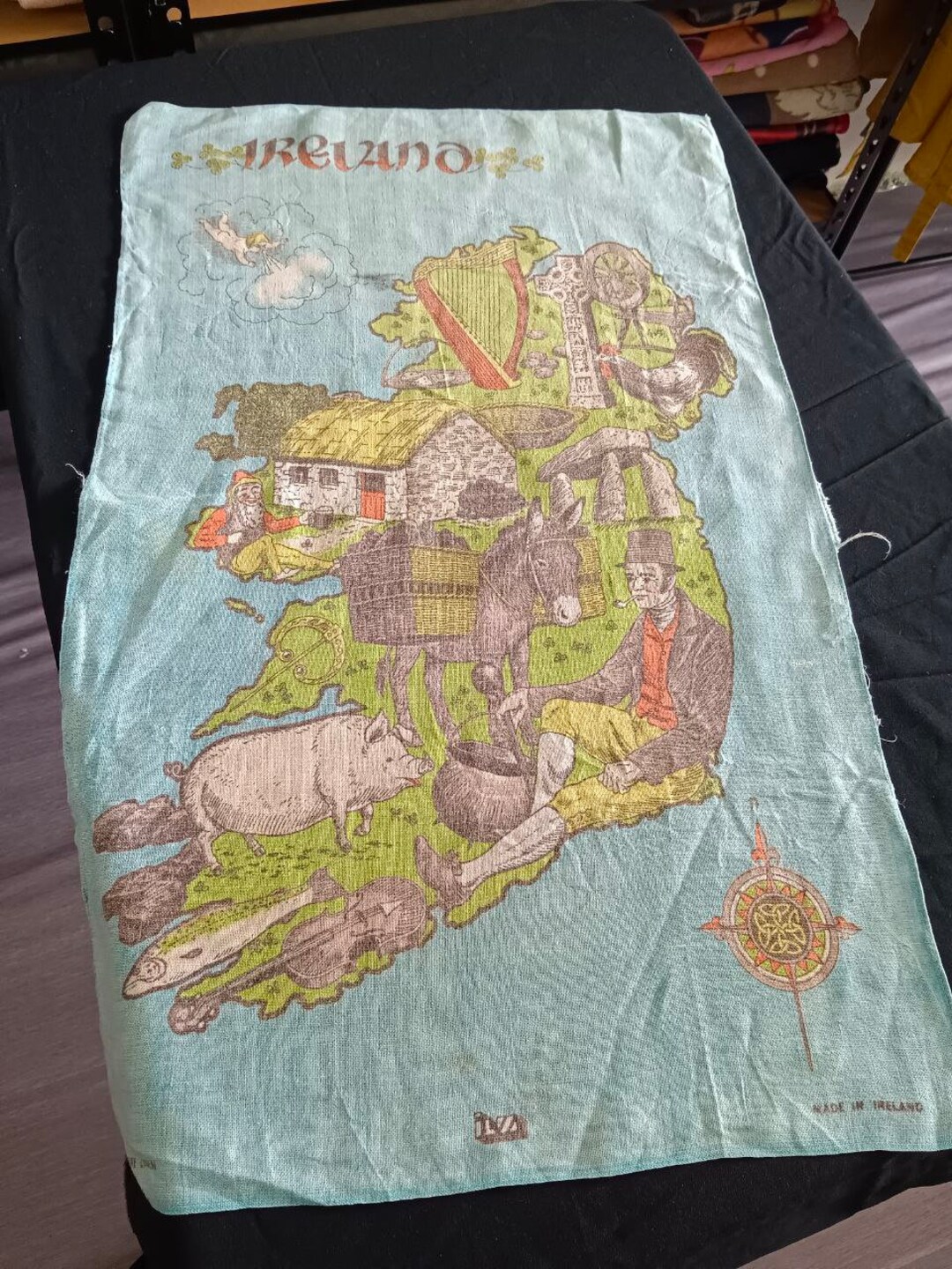 Vintage Map of Ireland Linen Tea Towel 19x31" - Etsy