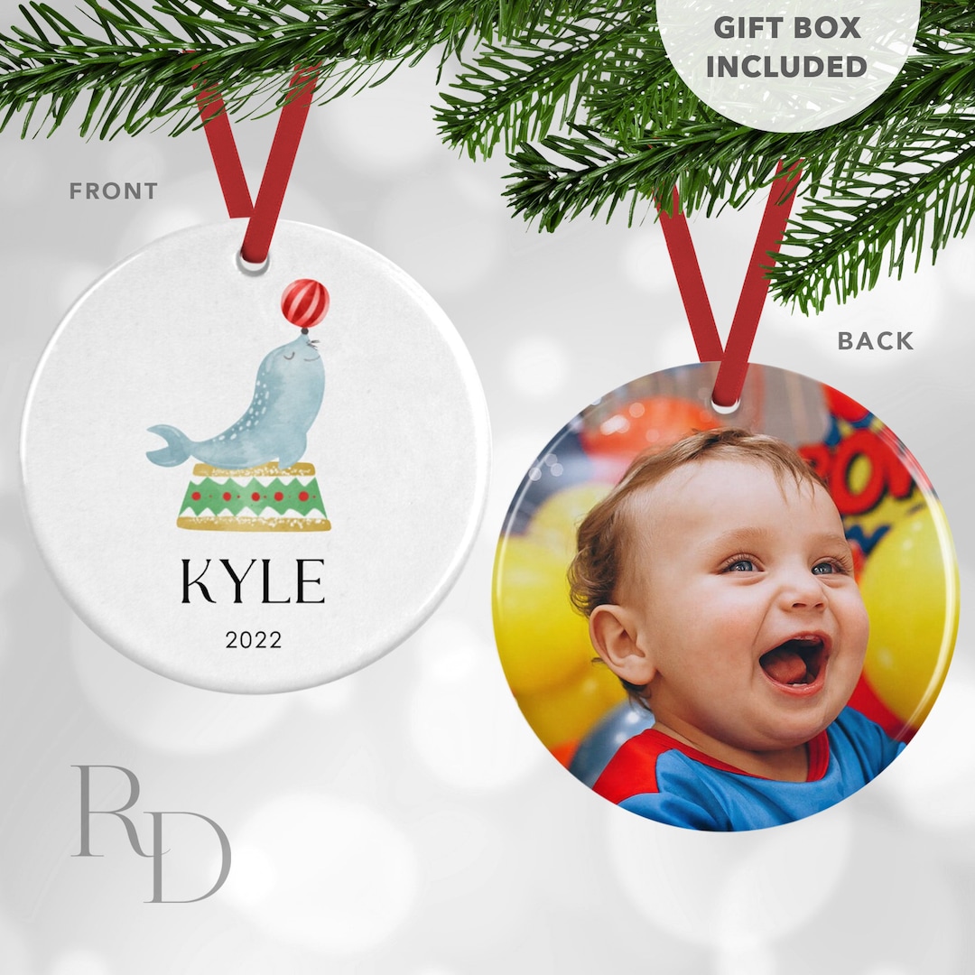 Personalized Circus Animals Ornament, Baby's First Christmas, Kids ...