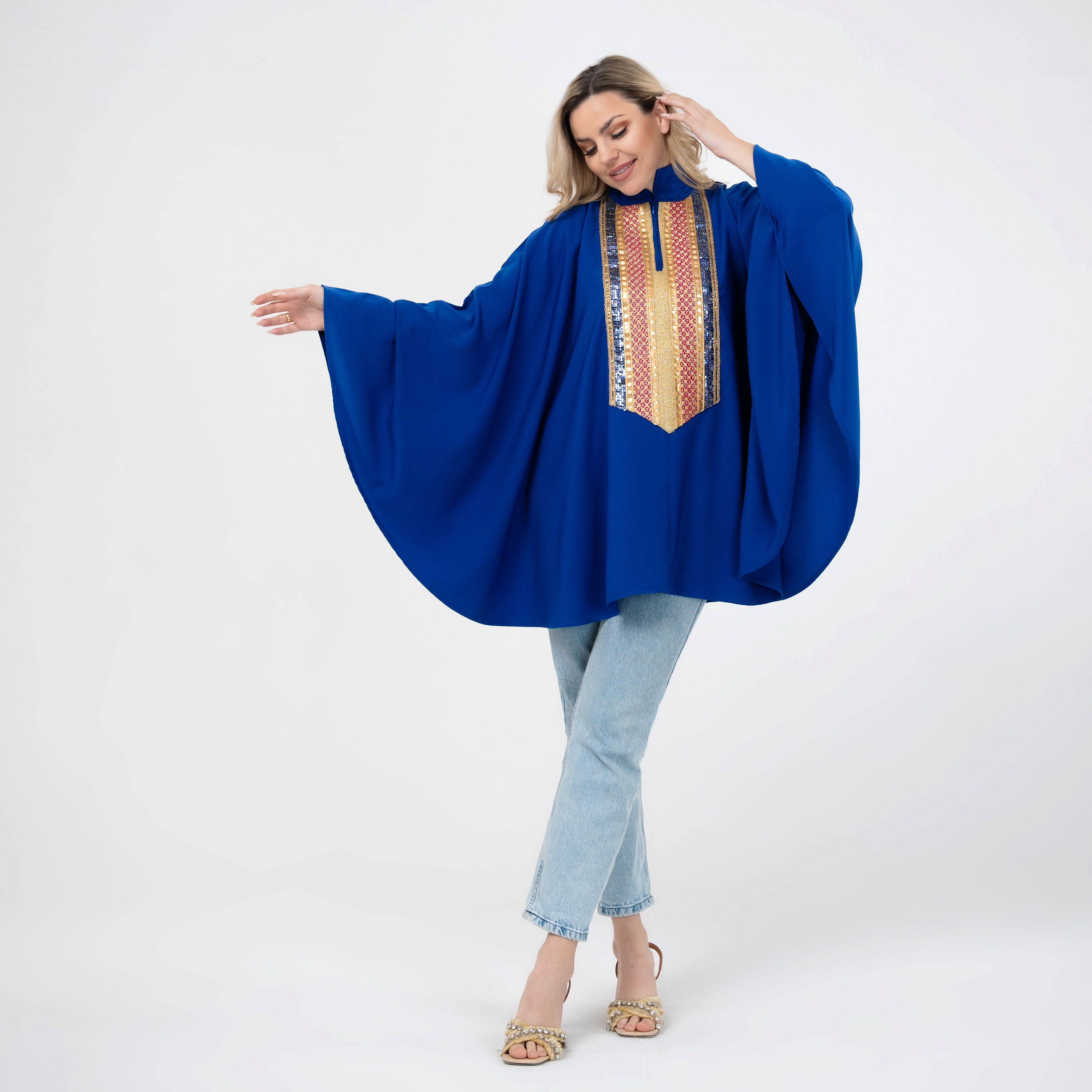 CREPE Poncho Summer Poncho Indian Ebmroidered CAPE Poncho Poncho Women ...