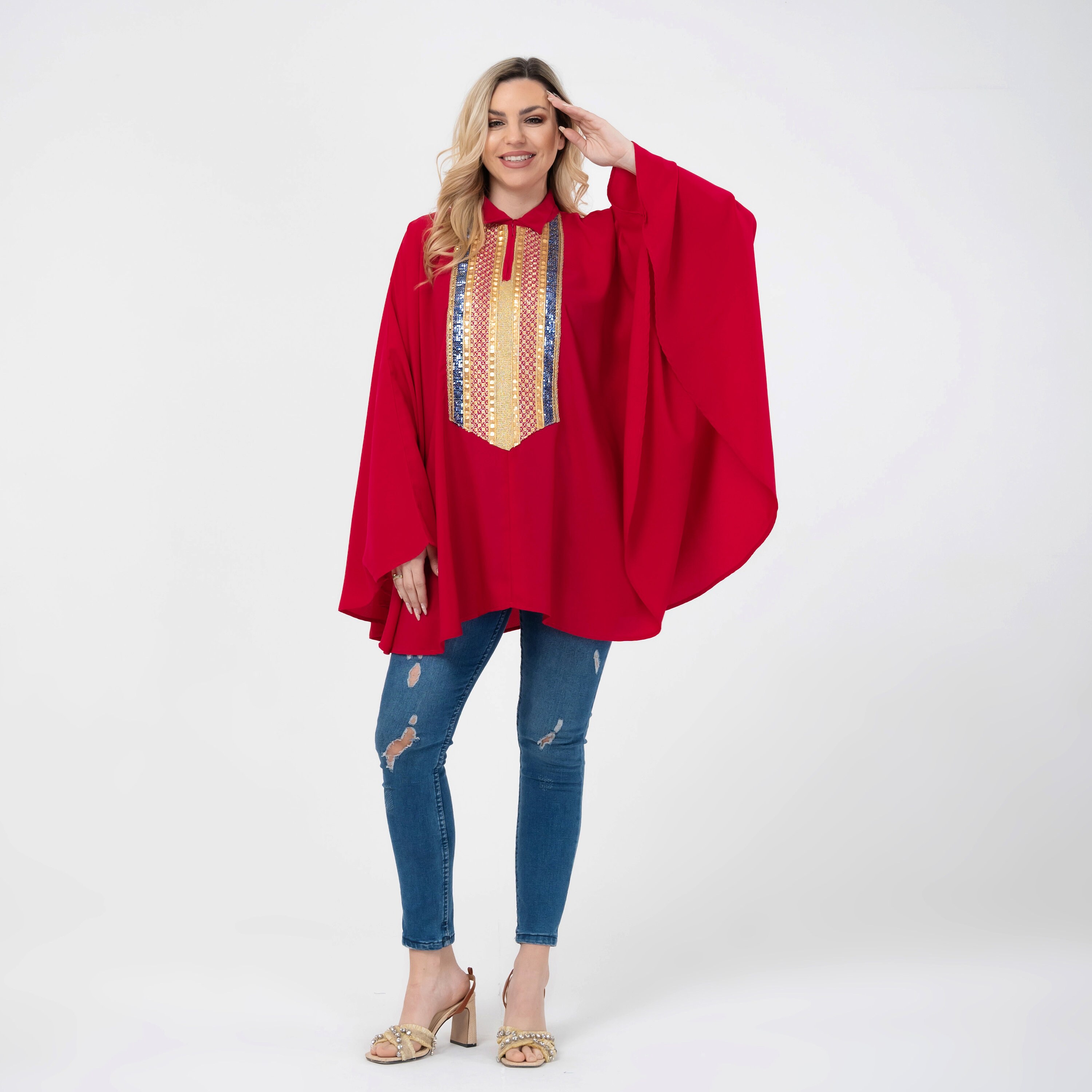 CREPE Poncho Summer Poncho Indian Ebmroidered CAPE Poncho Poncho Women ...