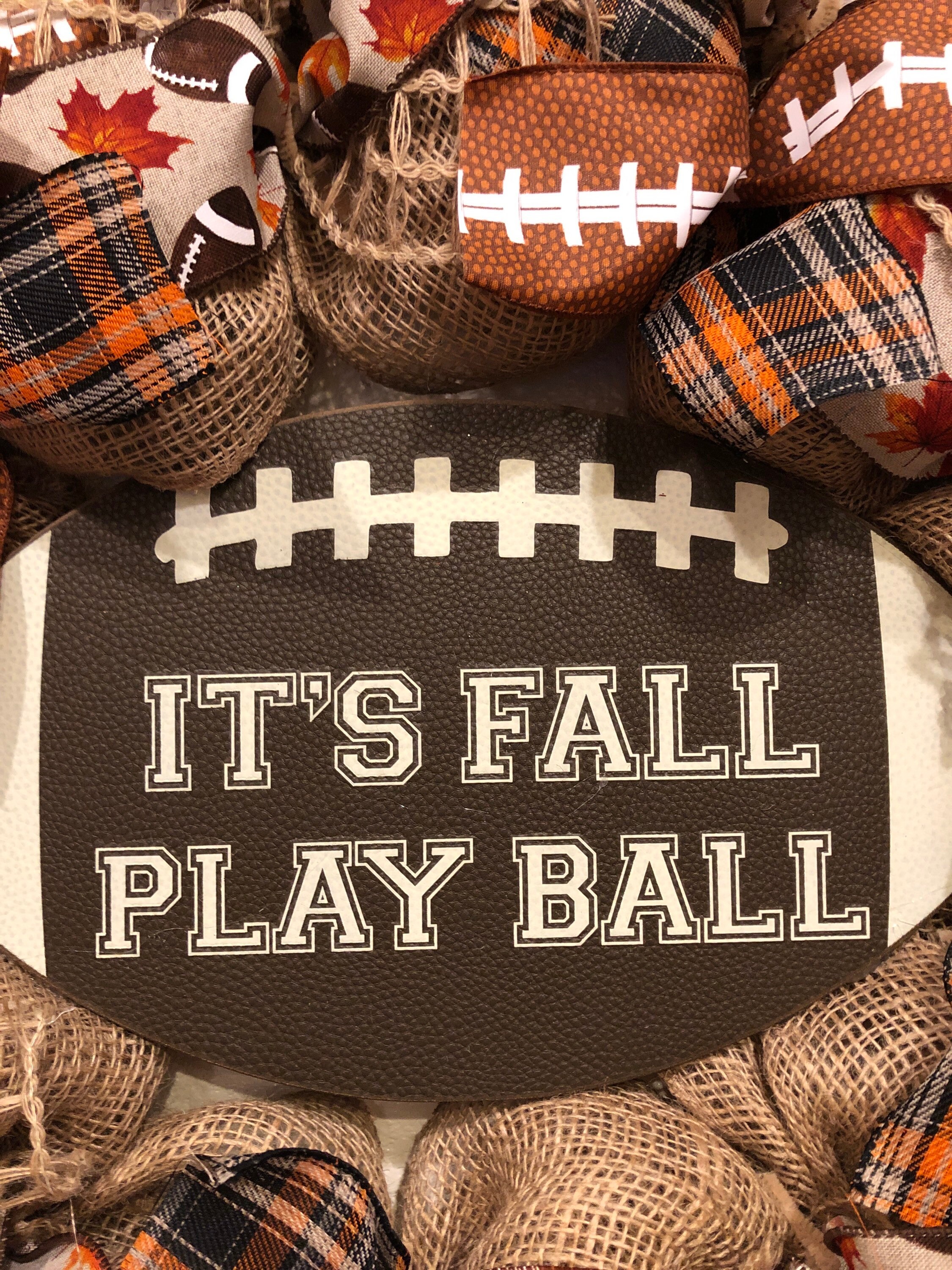 FARMHOUSE FALL FOOTBALL Wreath Burlap Deco Mesh 22 x | Etsy