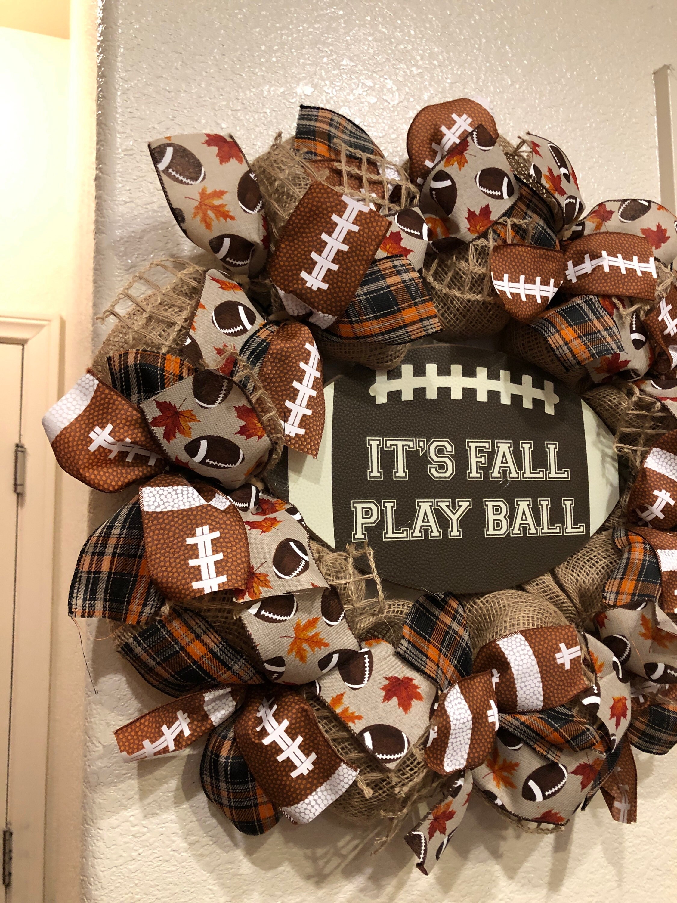 FARMHOUSE FALL FOOTBALL Wreath Burlap Deco Mesh 22 x | Etsy