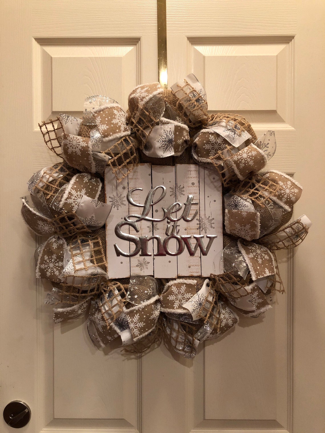 CHRISTMAS WREATH Rustic Wreath Let It Snow Wreath Burlap - Etsy