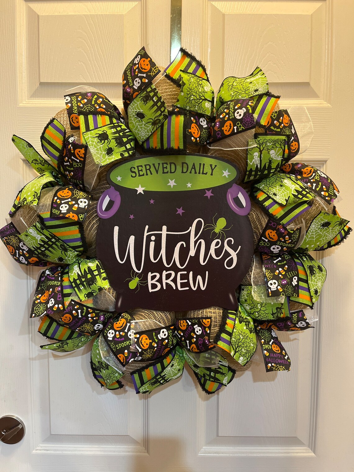 HALLOWEEN WITCHES BREW Cauldron Wreath Burlap Deco Mesh - Etsy