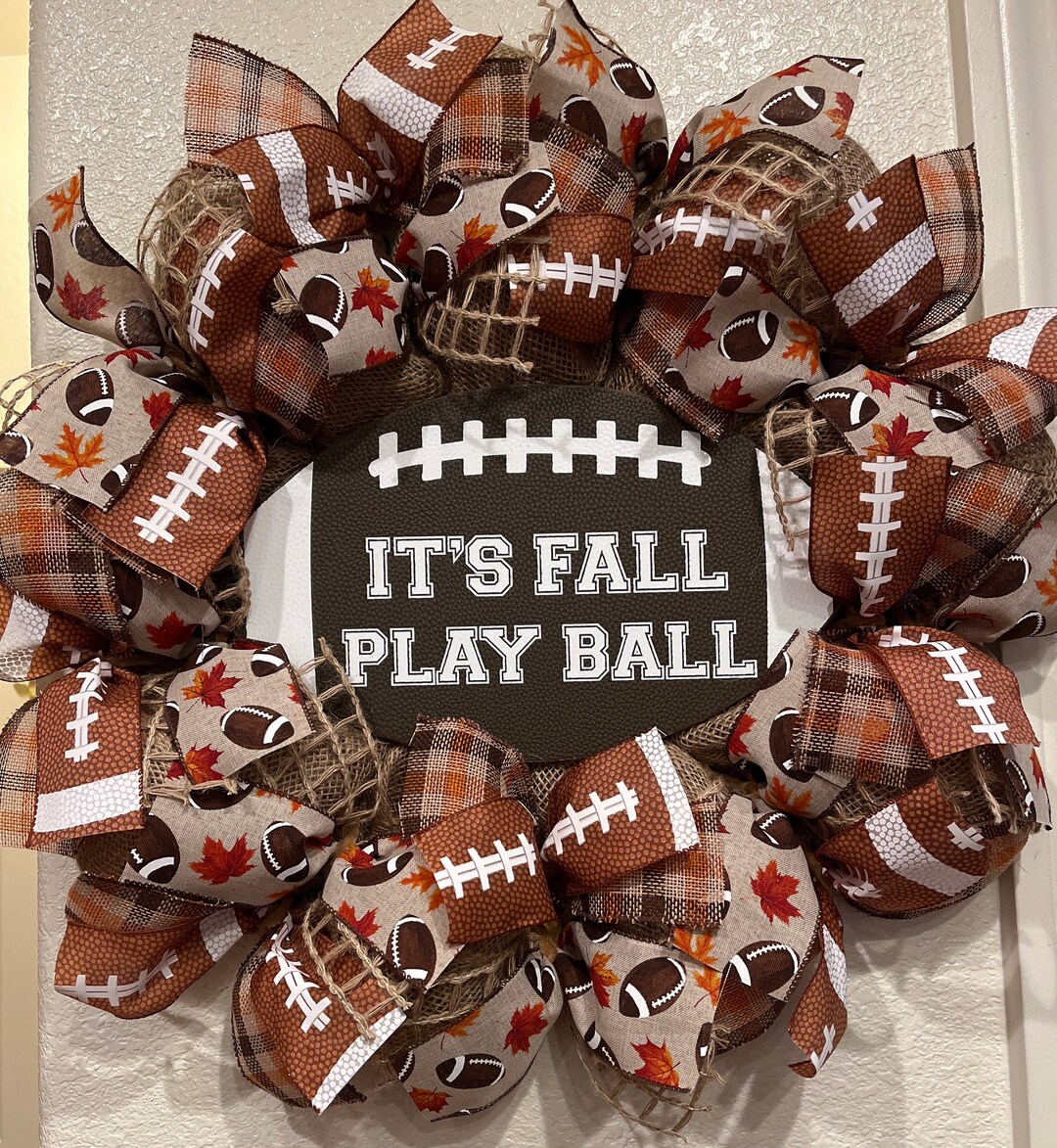 FARMHOUSE FALL FOOTBALL Wreath Burlap Deco Mesh 22 X - Etsy