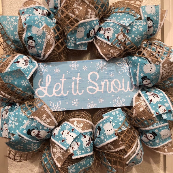 Winter Burlap Wreath - Etsy
