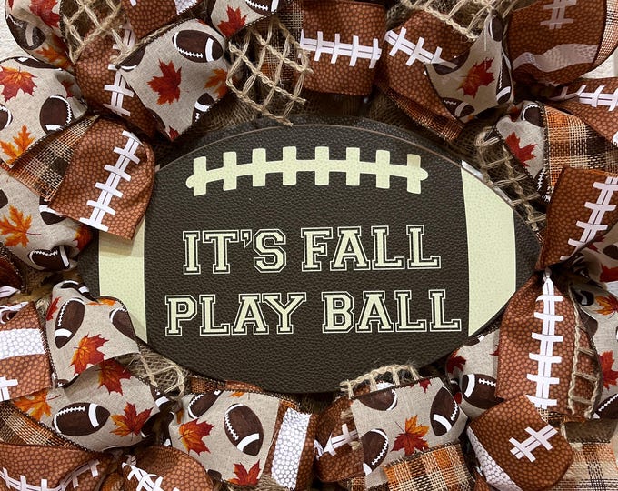 Football Door Swag Wreath, Neutral Fall Football Swag – Game Day Wreath ...