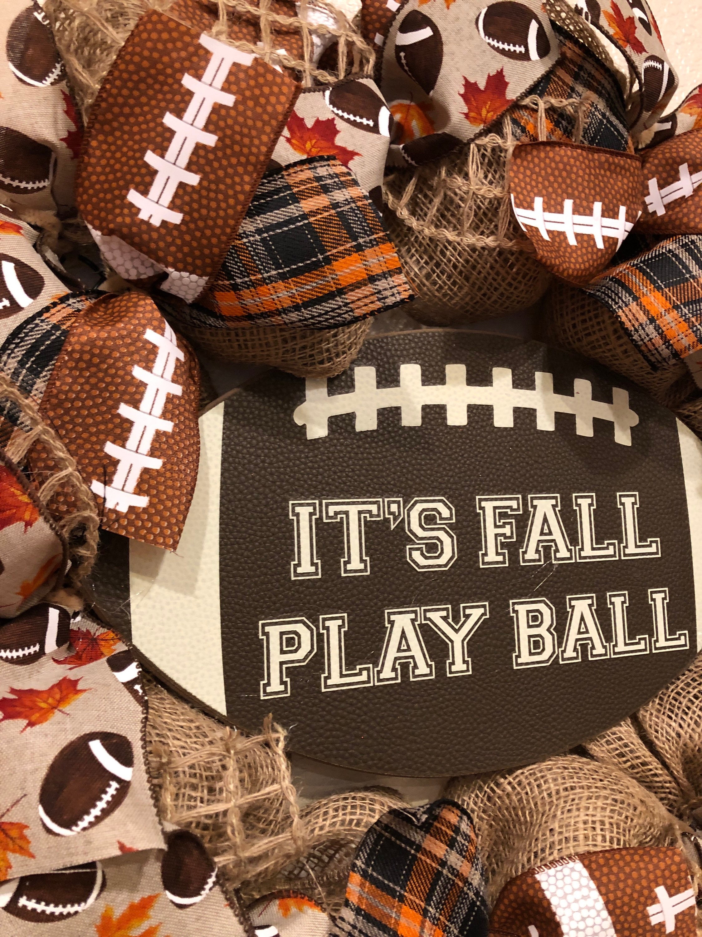 FARMHOUSE FALL FOOTBALL Wreath Burlap Deco Mesh 22 x | Etsy