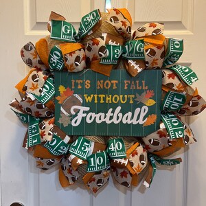 FARMHOUSE WELCOME FOOTBALL Wreath, Burlap Deco Mesh, 24 X 24, It's Not ...