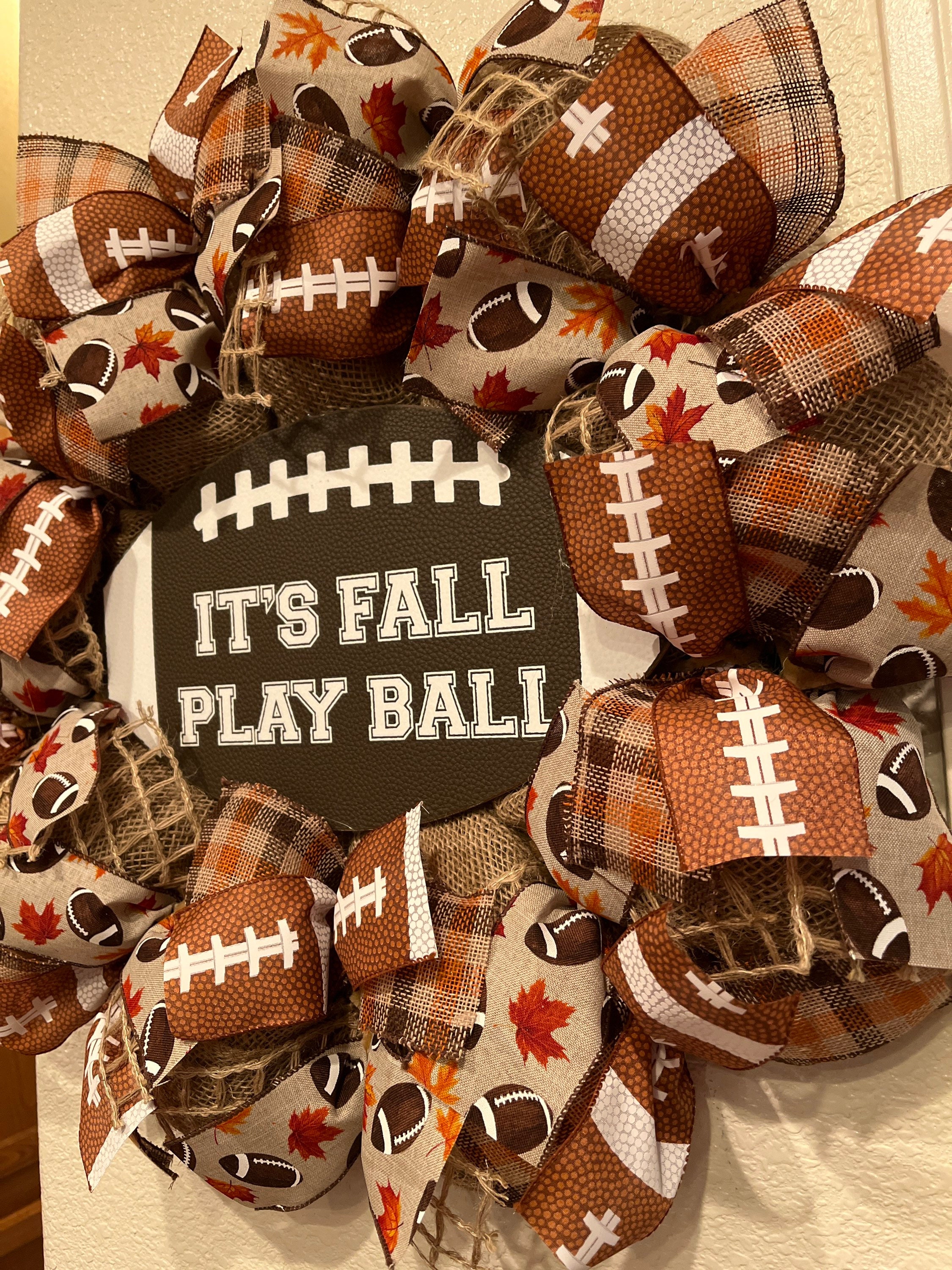 FARMHOUSE FALL FOOTBALL Wreath Burlap Deco Mesh 22 X - Etsy