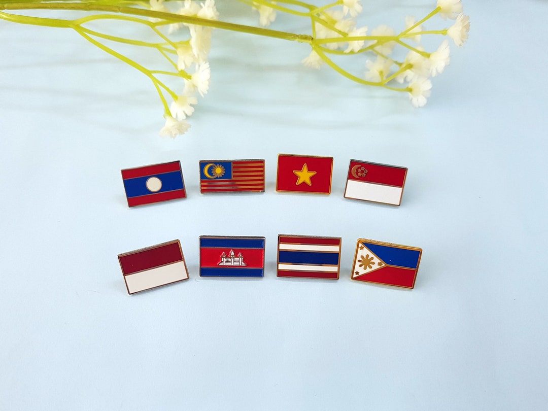 Southeast Asia Flag Pin Badge - Etsy