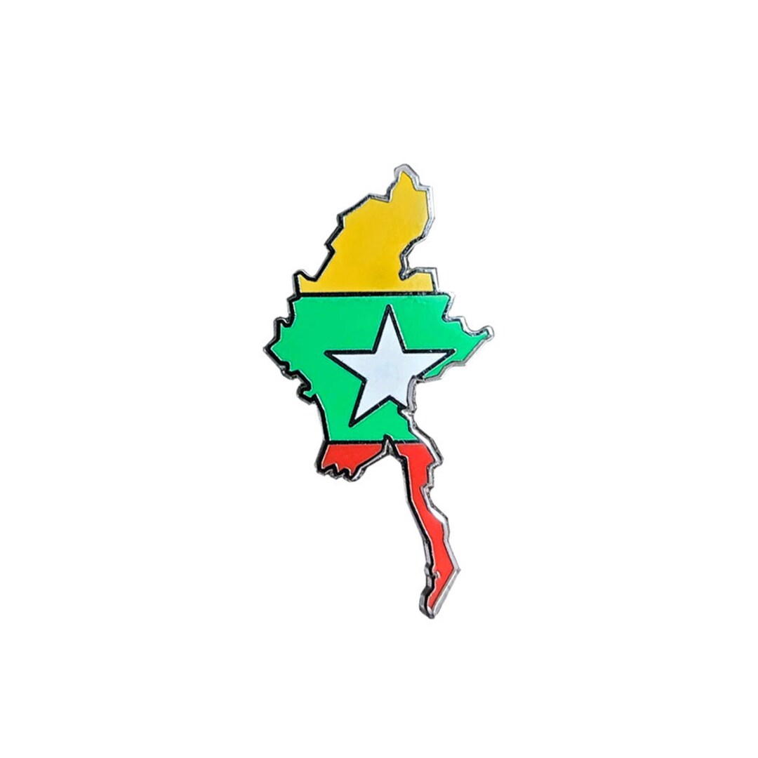 Myanmar Flag Map Pin Badge - Etsy