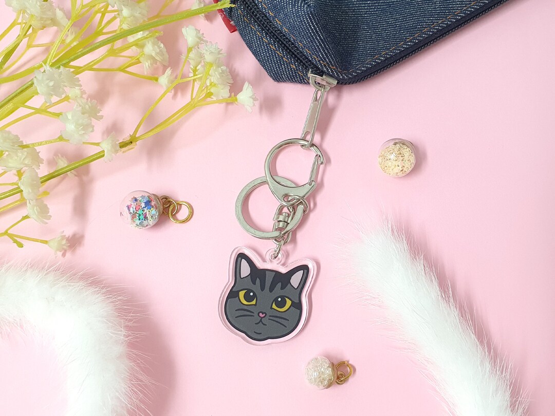 Mackerel Tabby Acrylic Cat Keyring - Etsy