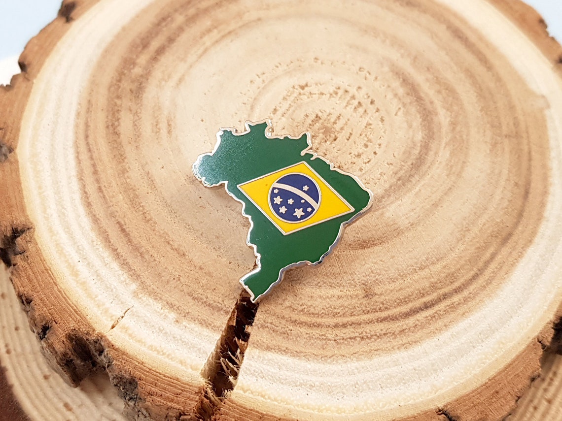 Brazil Map Pin Badge - Etsy