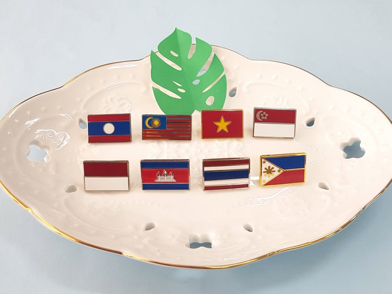 Southeast Asia Flag Pin Badge - Etsy