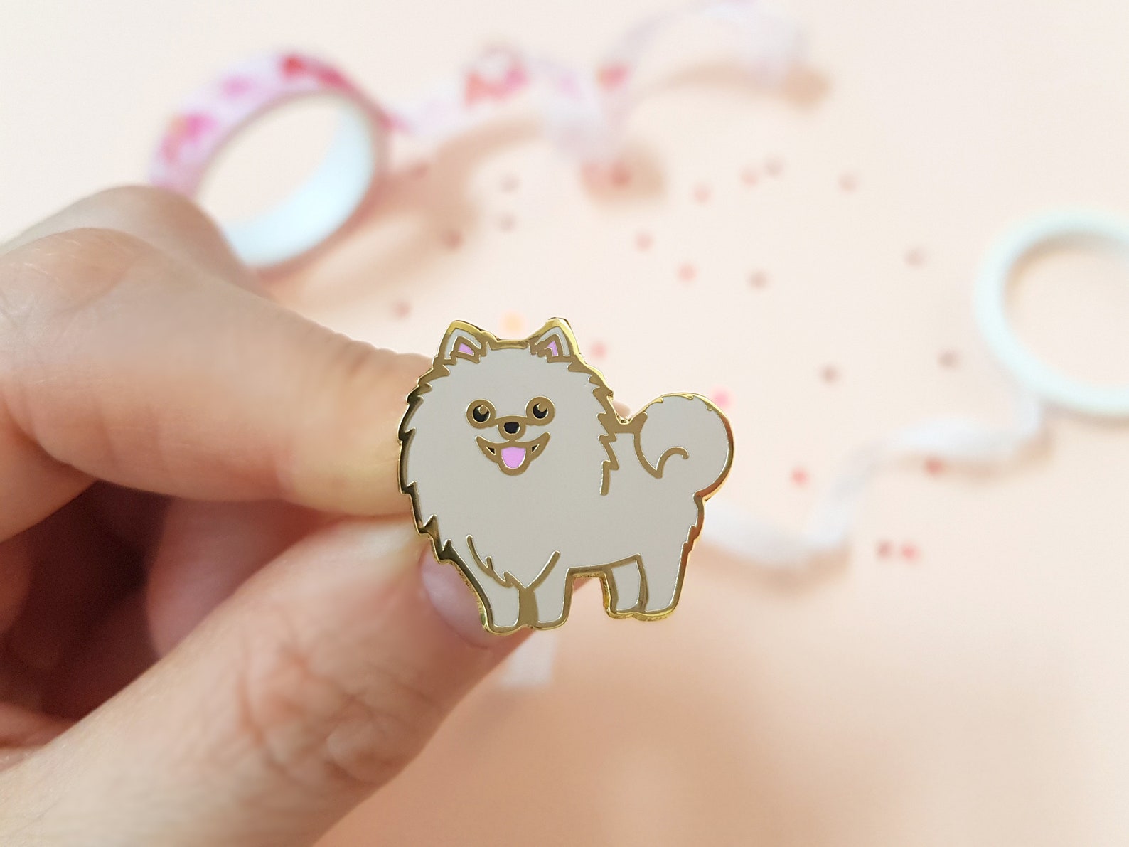 Pomeranianbeige Dog Pin-badge - Etsy