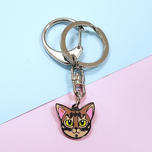 Russian Blue Cat Keychain - Etsy