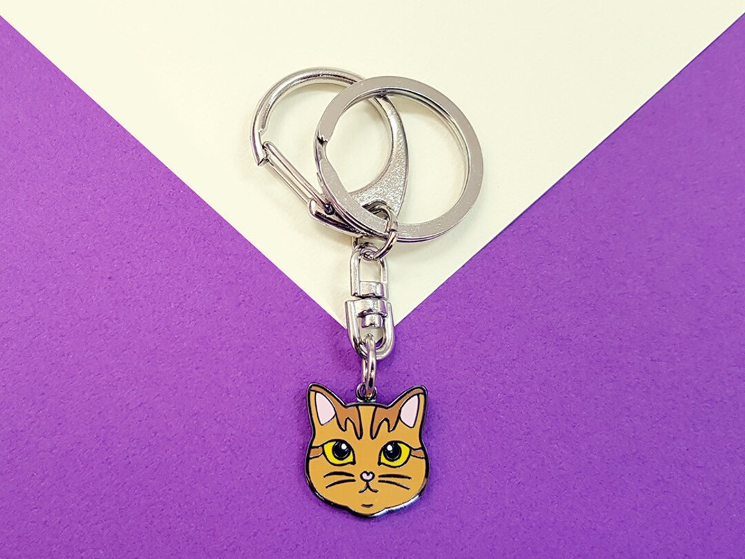 Cheese Tabby Cat Keychain - Etsy