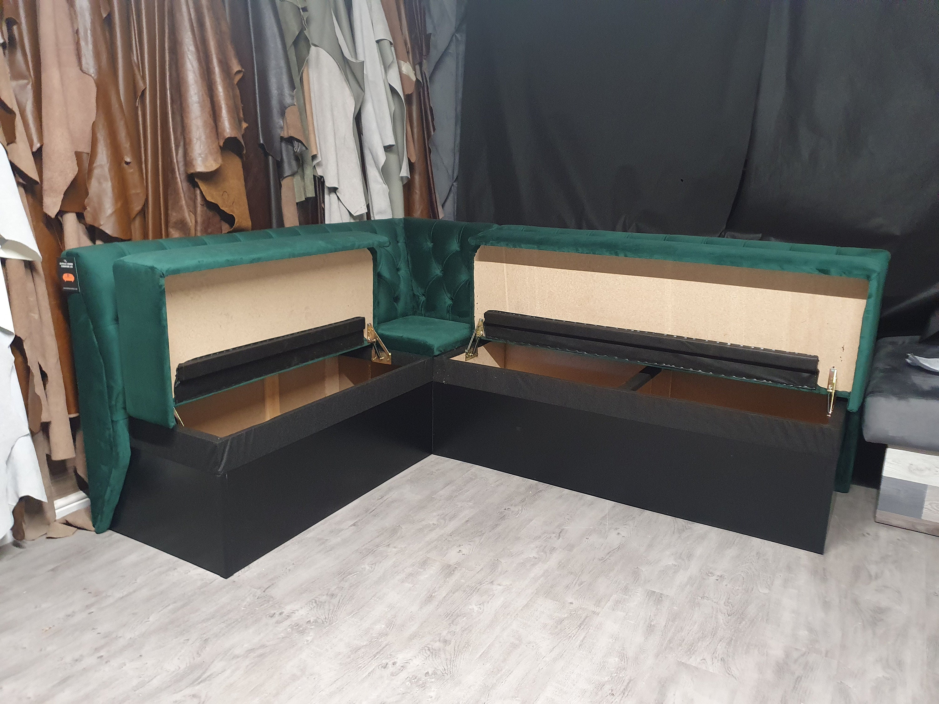 Chesterfield Dining Corner Bench, Emerald Velvet Dining Bench, Modern ...