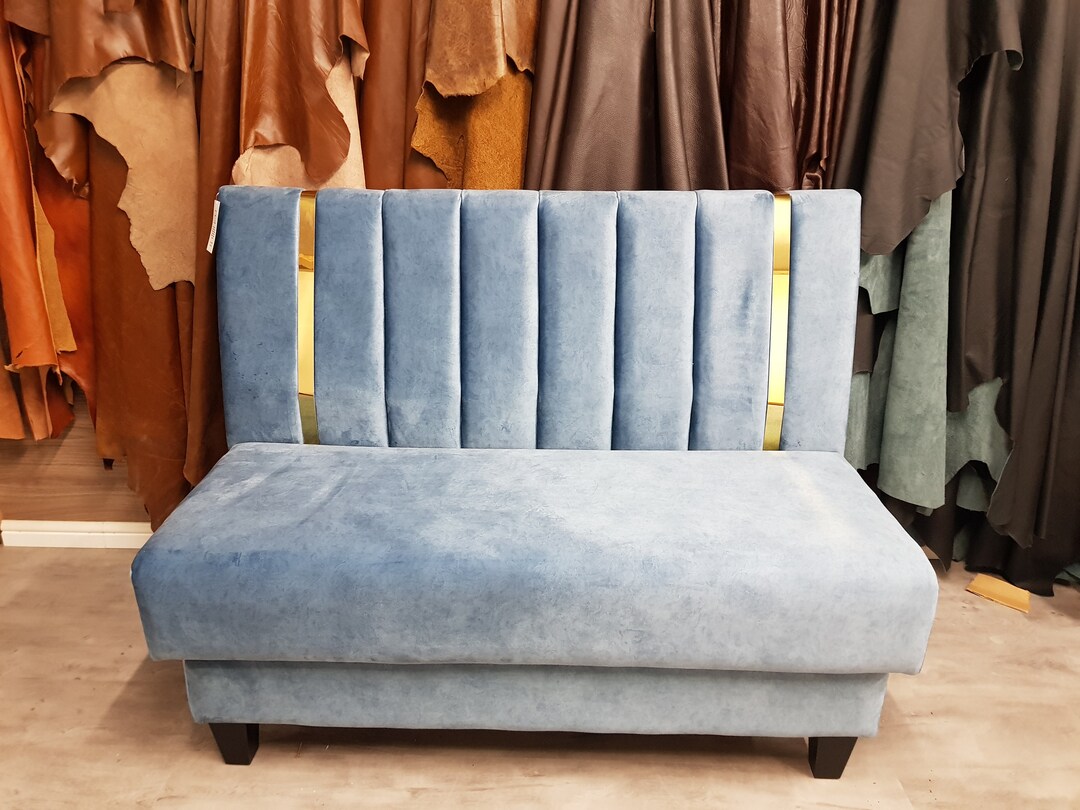 Fluted Banquette Booth Seating With Gold or Silver Strips Fluted Seat ...