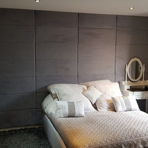 Bespoke Custom Made Upholstered Wall Panels UK Double Bed, Bespoke ...