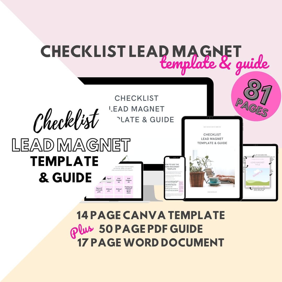 Checklist Lead Magnet Template and Guide I Opt-in | Canva Template I ...