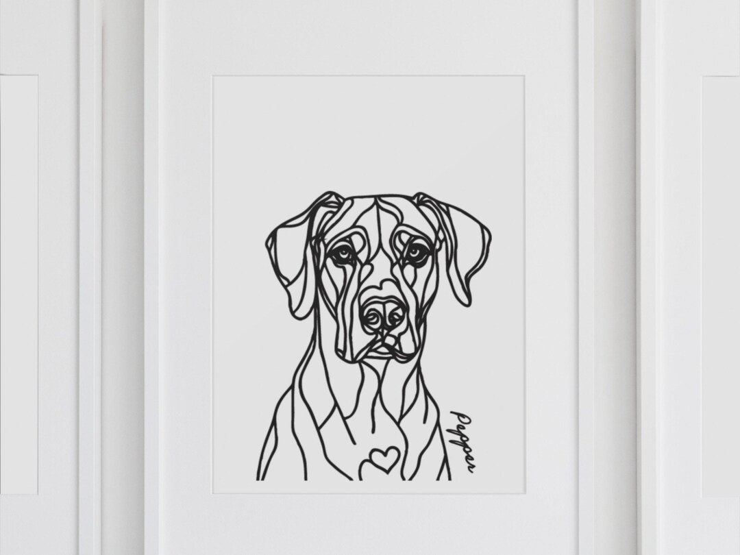 Custom Great Dane Line Art – Personalized Dog Name Wall Art, Minimalist ...