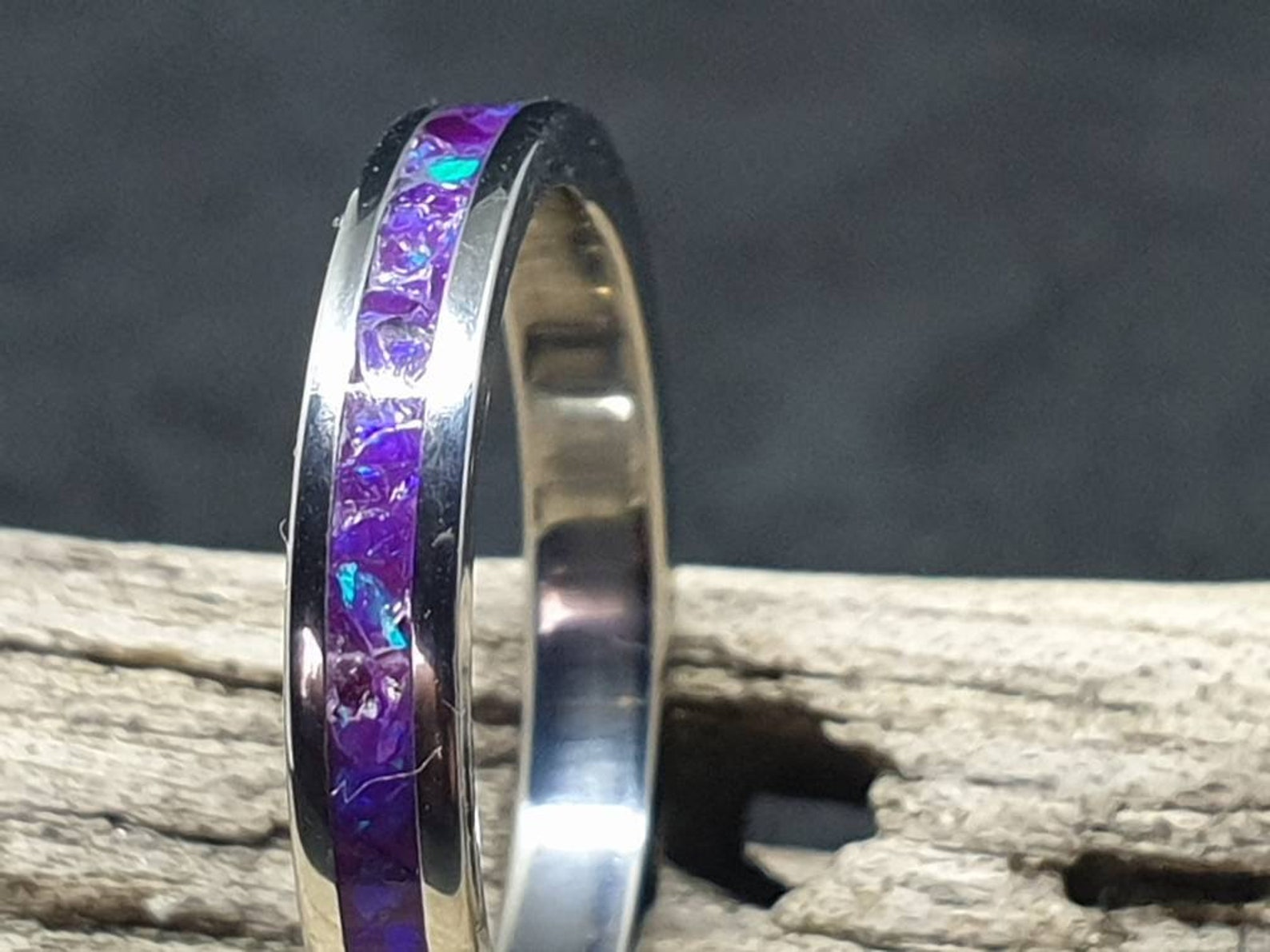 Titanium Purple Opal Glow Ring. Wedding Ring - Etsy UK