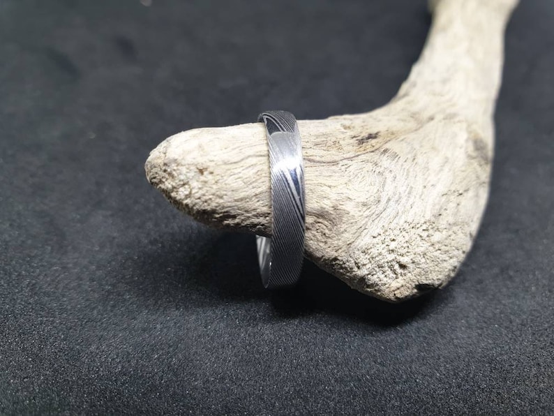 Dense Twist Pattern Damascus Stainless Steel Wedding Ring - Etsy