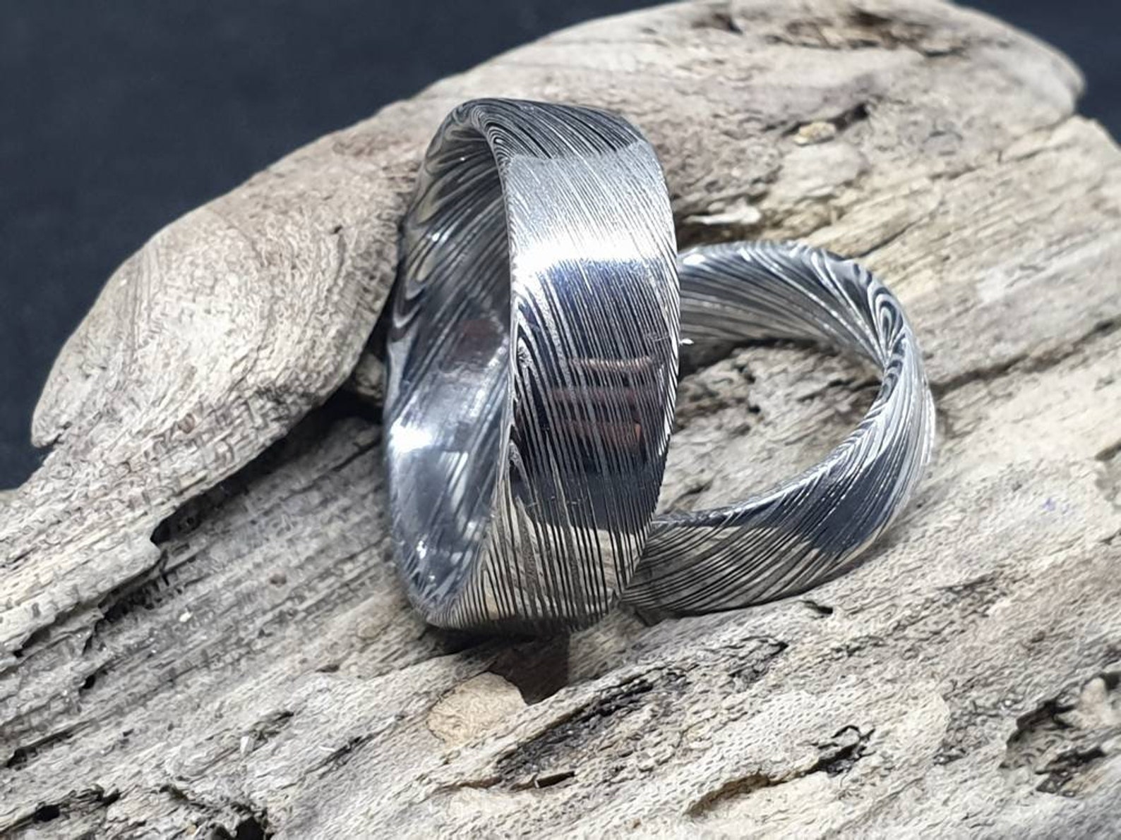 Matching Twist Damascus Steel Wedding Rings Damascus Wedding - Etsy UK